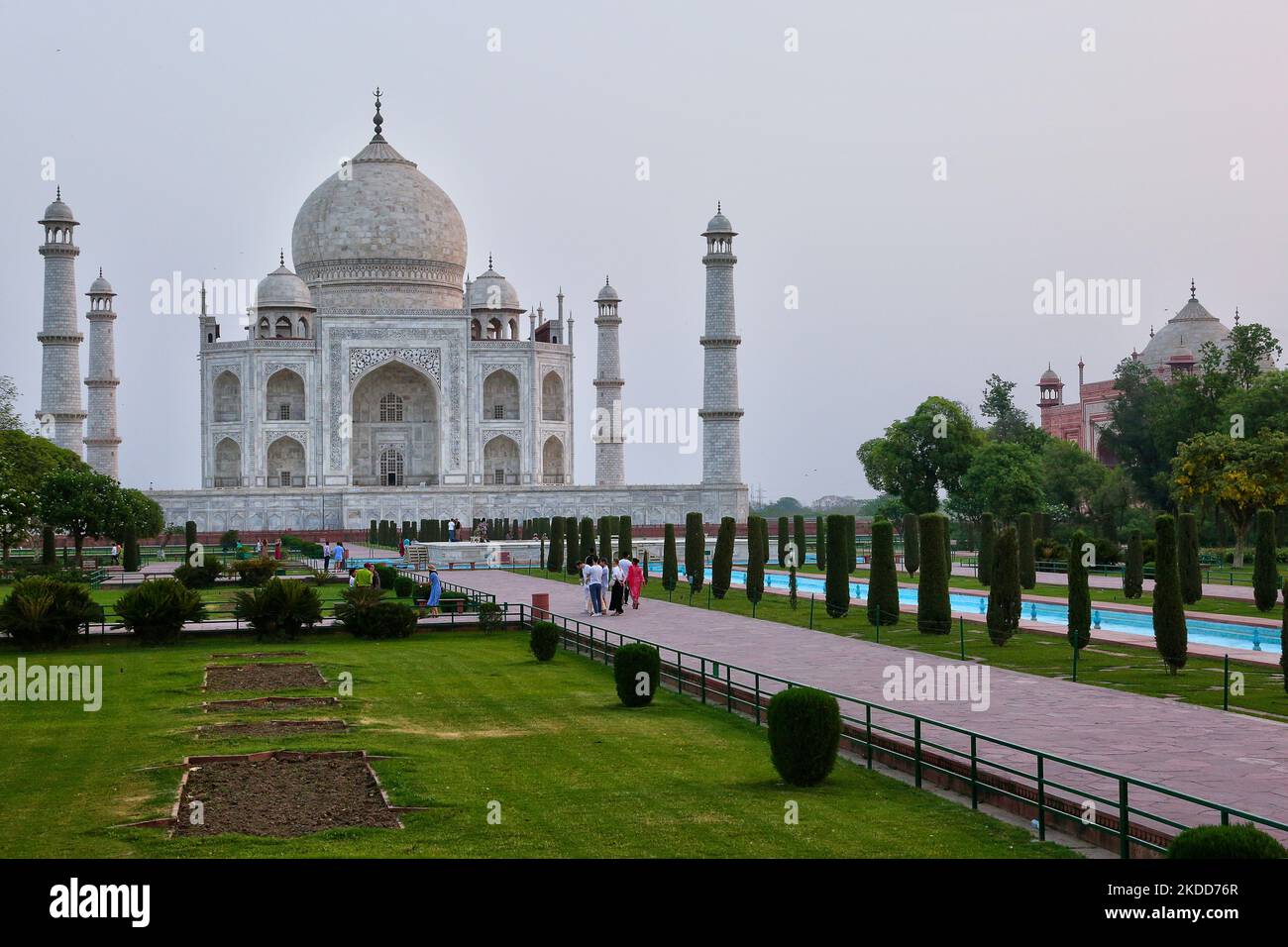 Taj Mahal seen just before sunrise in Agra, Utter Pradesh, India, on ...
