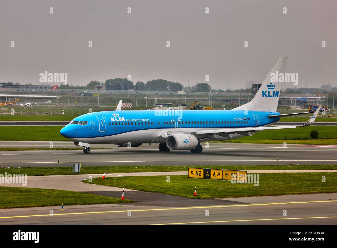 KLM Royal Dutch Airlines Boeing 737 airplane at Amsterdam Airport ...