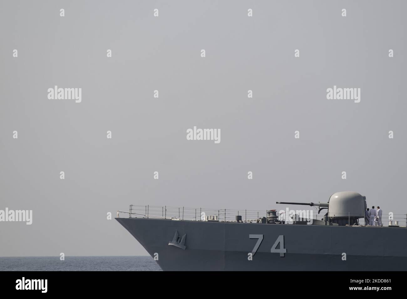 Iranian Navy Sahand warship sails along the Persian Gulf near the ...