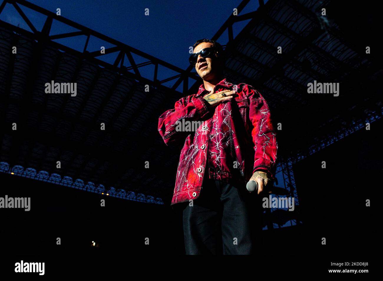 Italian rapper Salmo performs live at Giuseppe Meazza Stadium in San ...