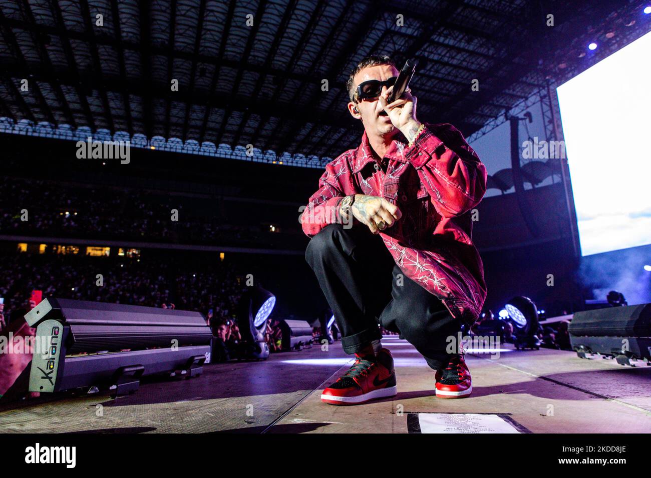 Italian rapper Salmo performs live at Giuseppe Meazza Stadium in San ...