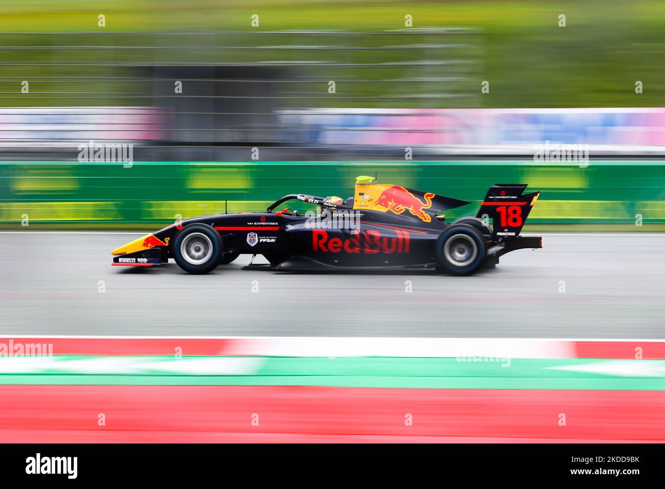 Isack Hadjar during the Formula 3 practice session in Spielberg ...