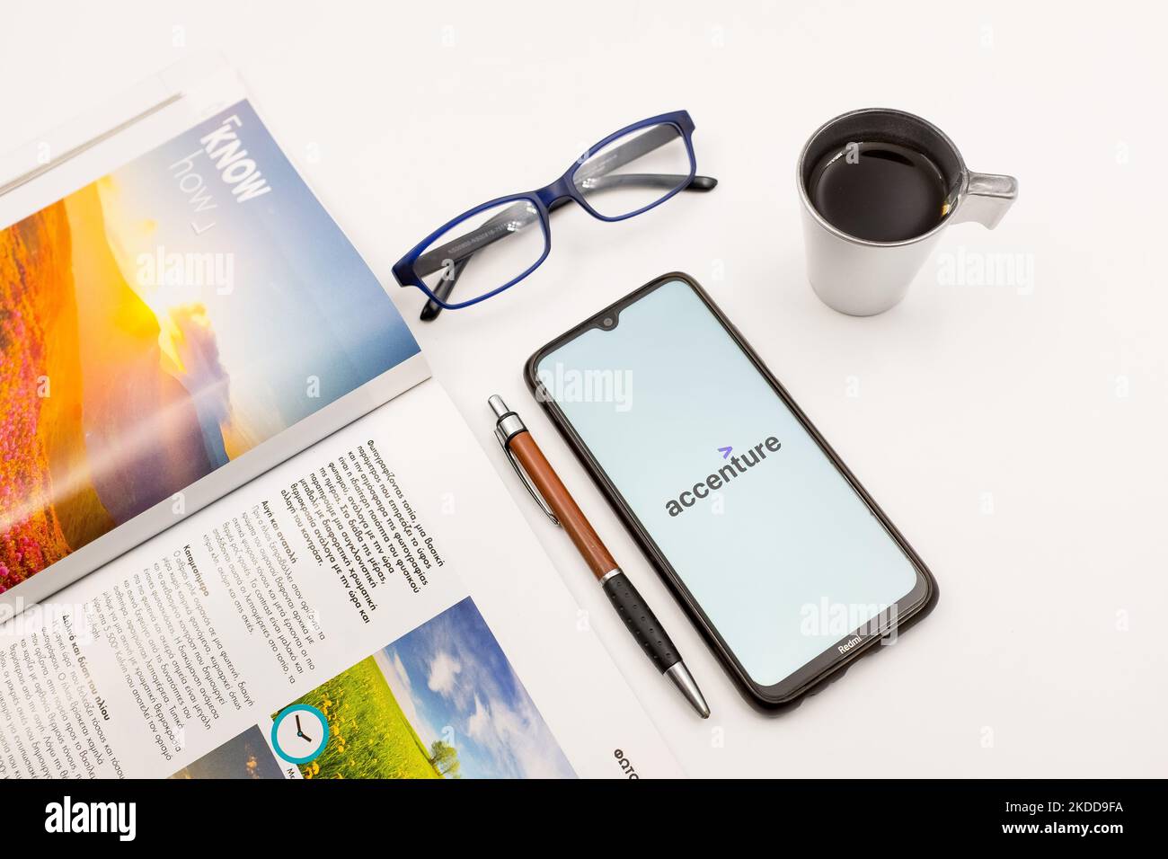 In this photo illustration an Accenture logo seen displayed on a ...