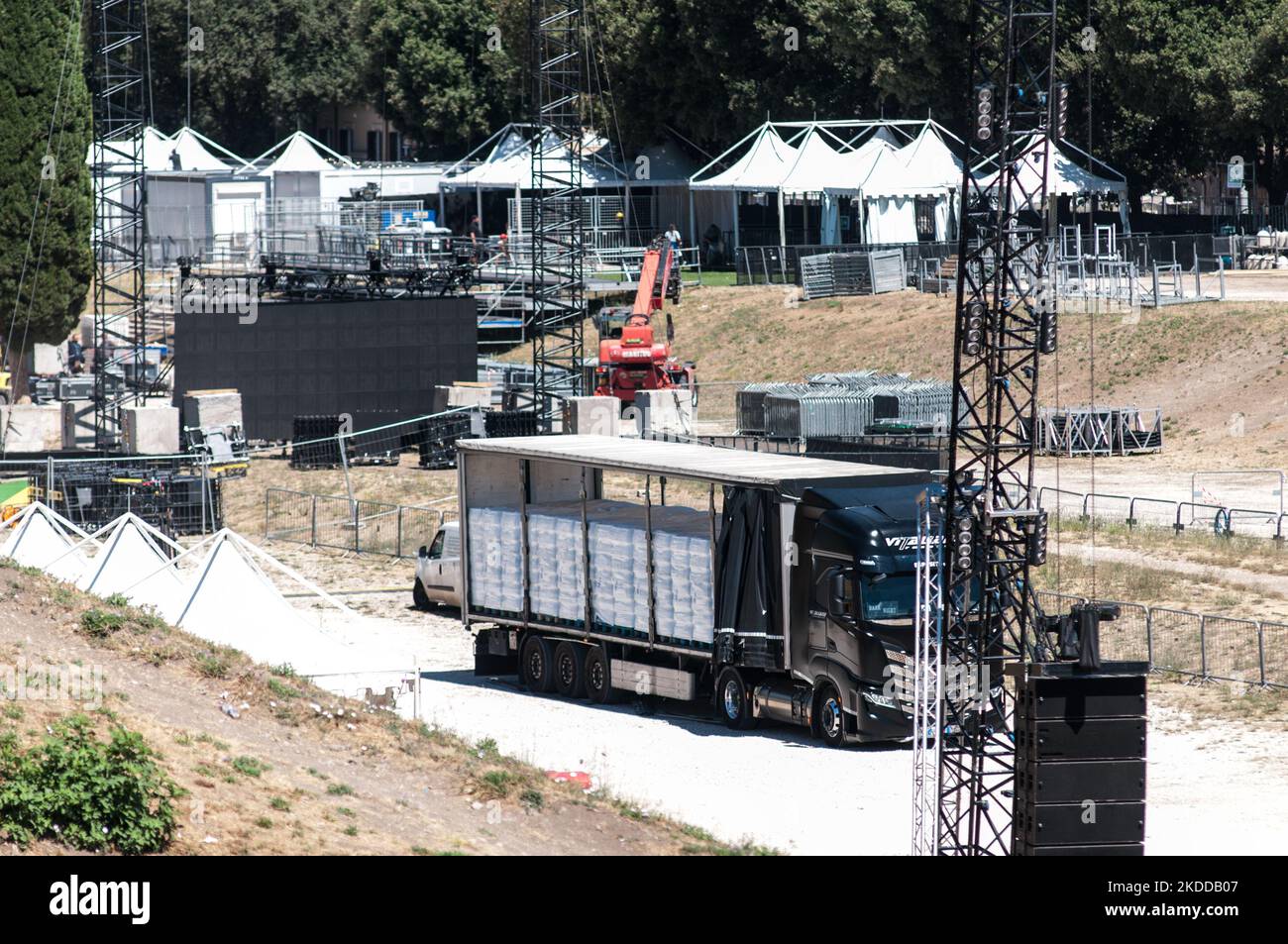 Circus Maximus: setting up the stage for the Maneskin concert scheduled ...