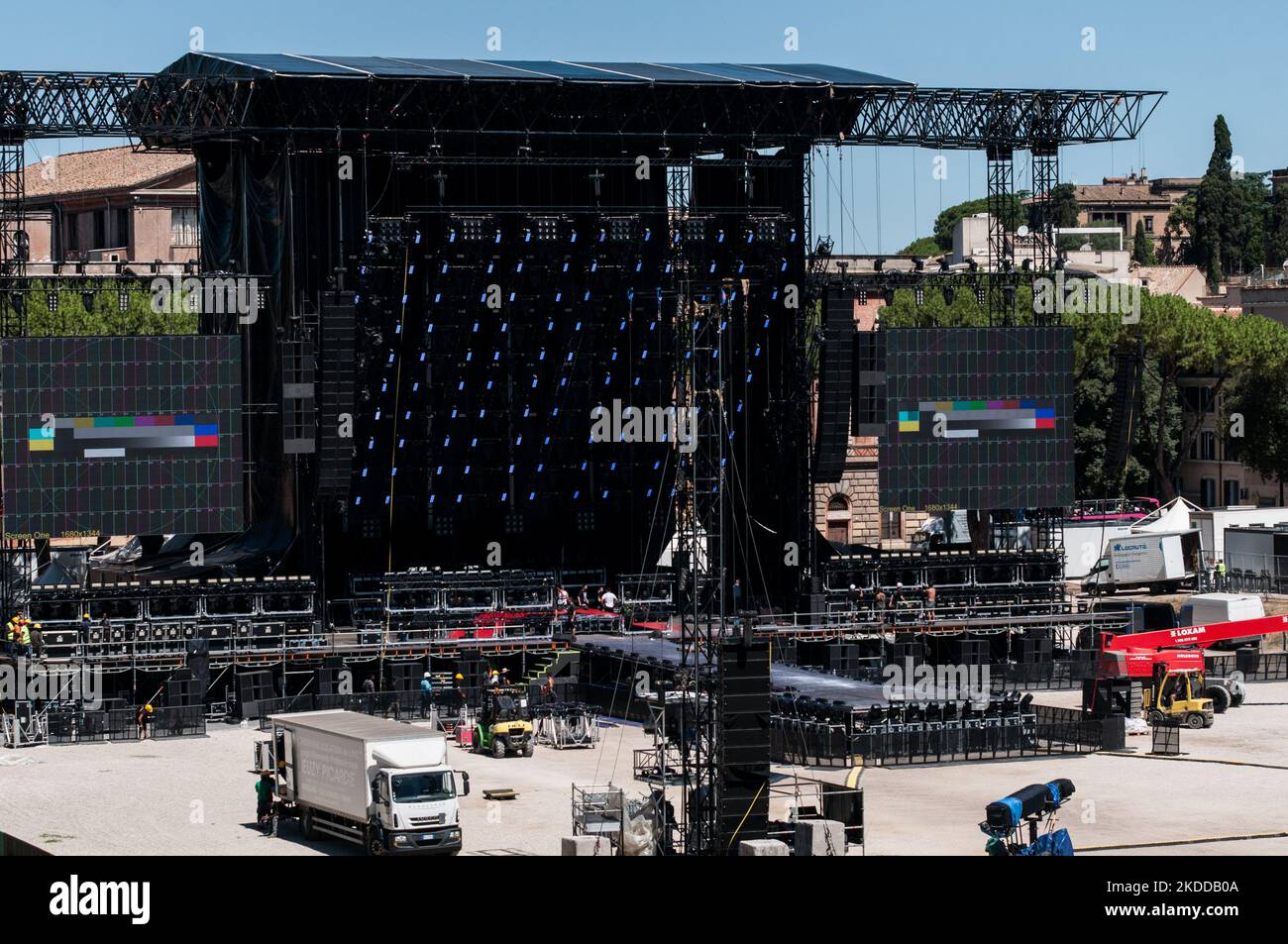 Circus Maximus: setting up the stage for the Maneskin concert scheduled ...