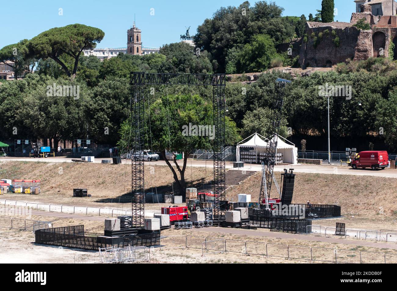 Circus Maximus: setting up the stage for the Maneskin concert scheduled ...