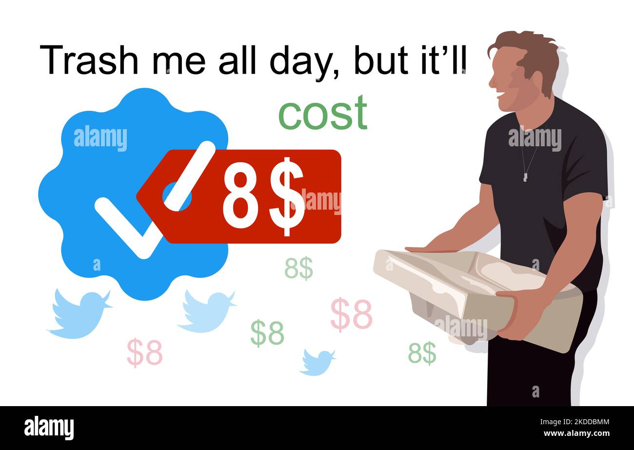 Joking editorial illustration a new tweet in Elon Musk's Twitter ... Joking editorial illustration a new tweet in Elon Musk's Twitter ...