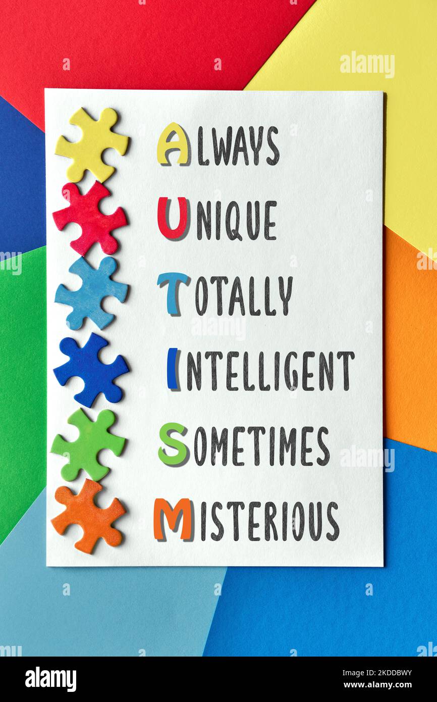 Autism Awareness Day April 2, World Autism Day, frame with puzzle ...
