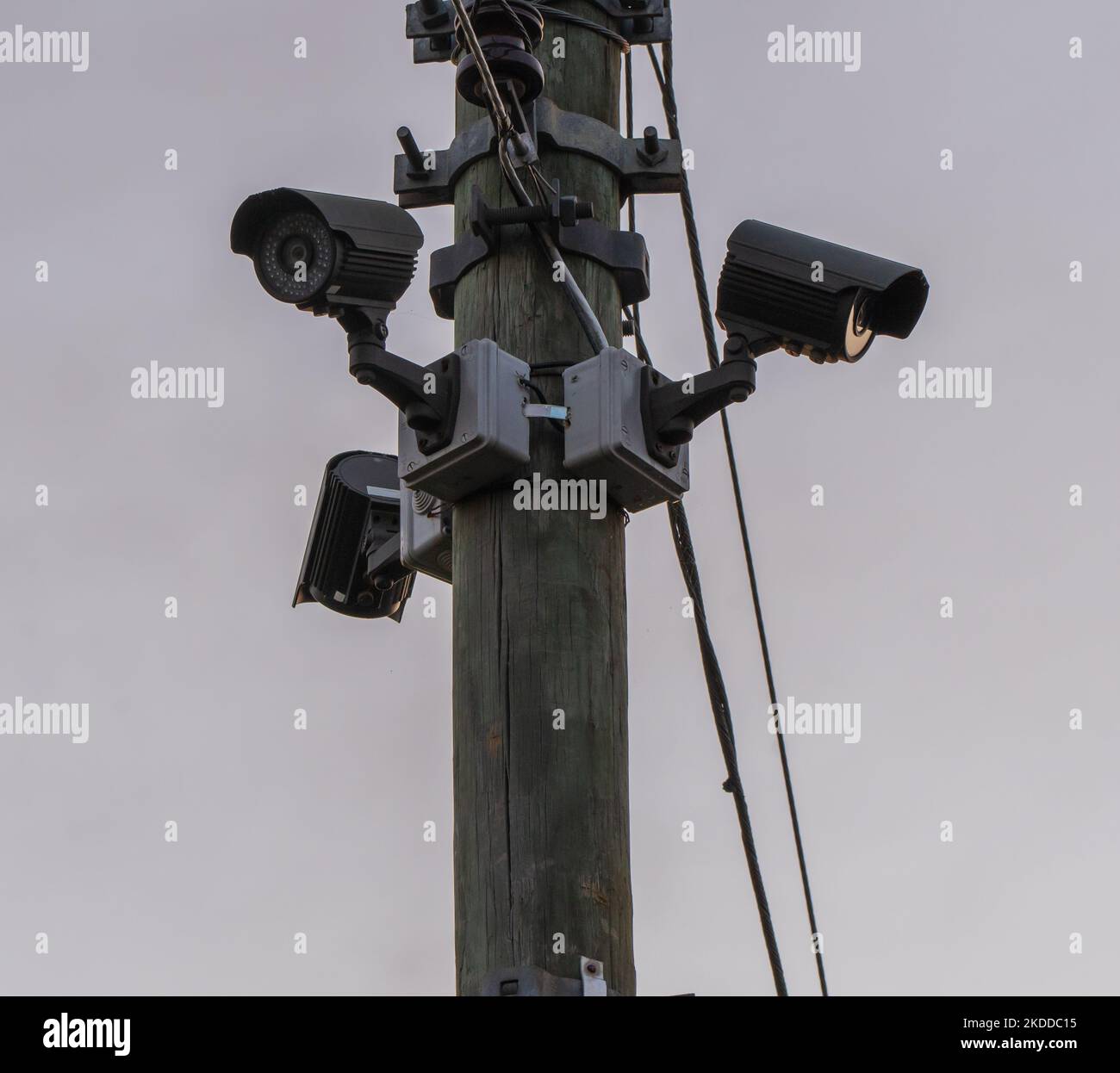 The security cameras on electric pole Stock Photo - Alamy