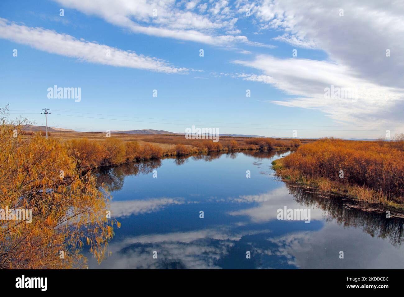 An aerial view of a natural landscape of a river Stock Photo - Alamy
