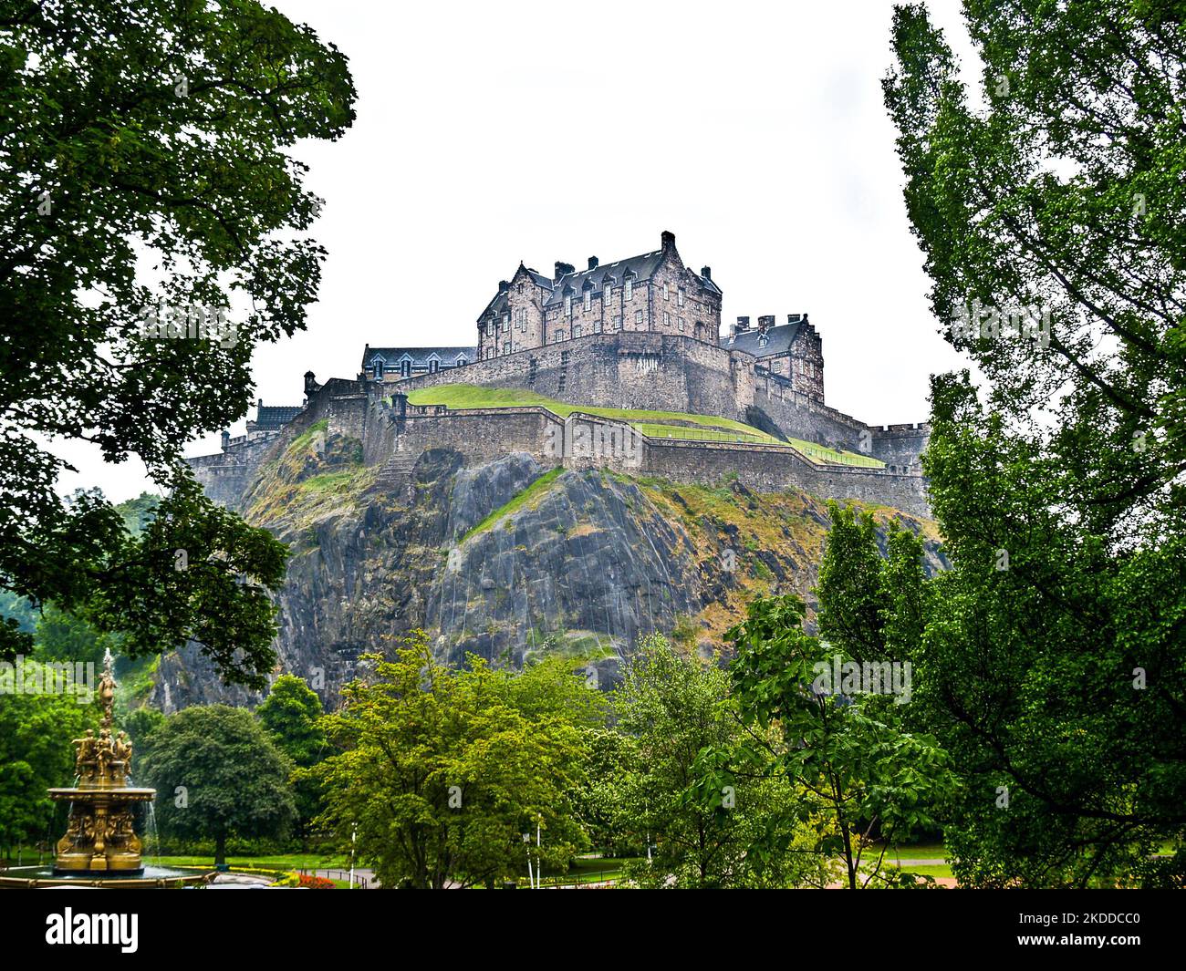 Scotland's Edinburgh Castle sitting prominently on Castle Rock framed ...