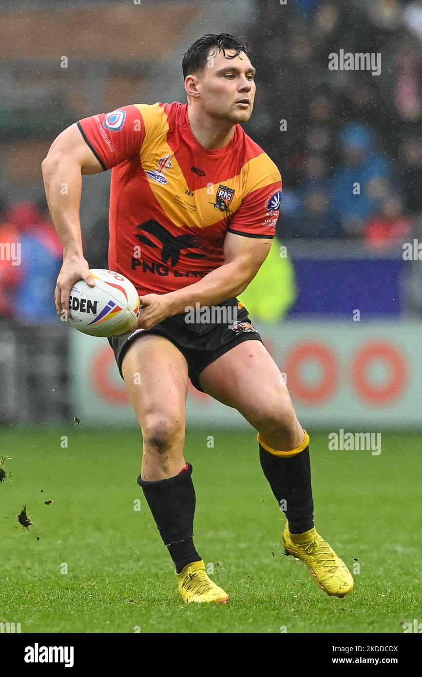 Lachlan Lam of Papua New Guinea in action during the Rugby League World ...