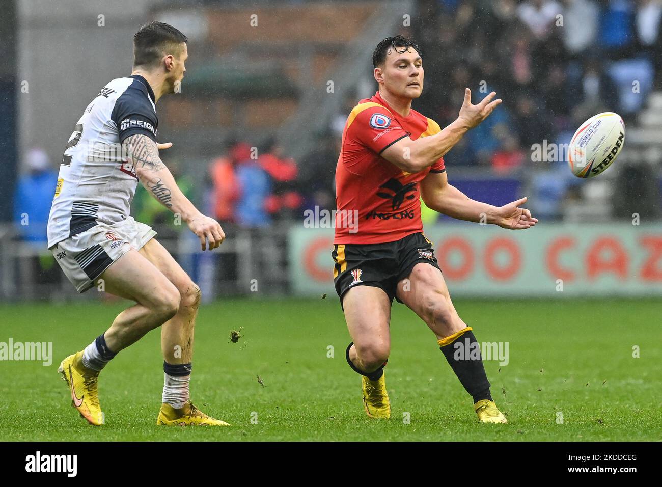 Lachlan Lam of Papua New Guinea in action during the Rugby League World ...
