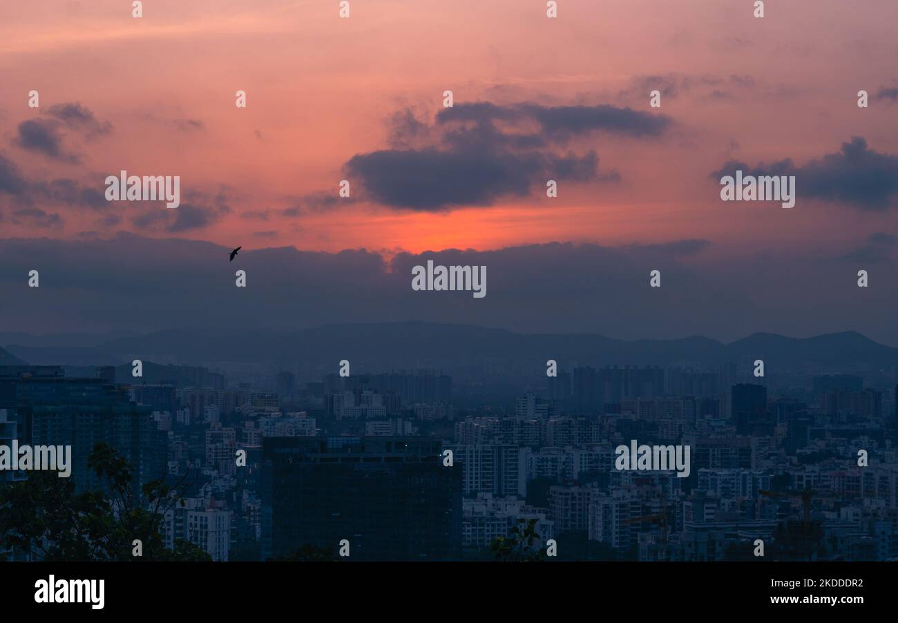 A beautiful sunset over Pune City in India Stock Photo - Alamy