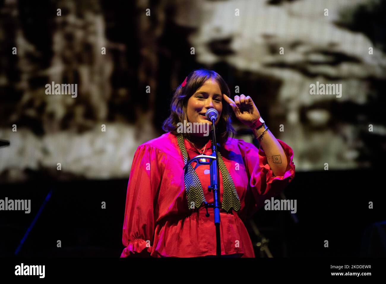 British indie pop singer Katy J Pearson performing with her band at the ...