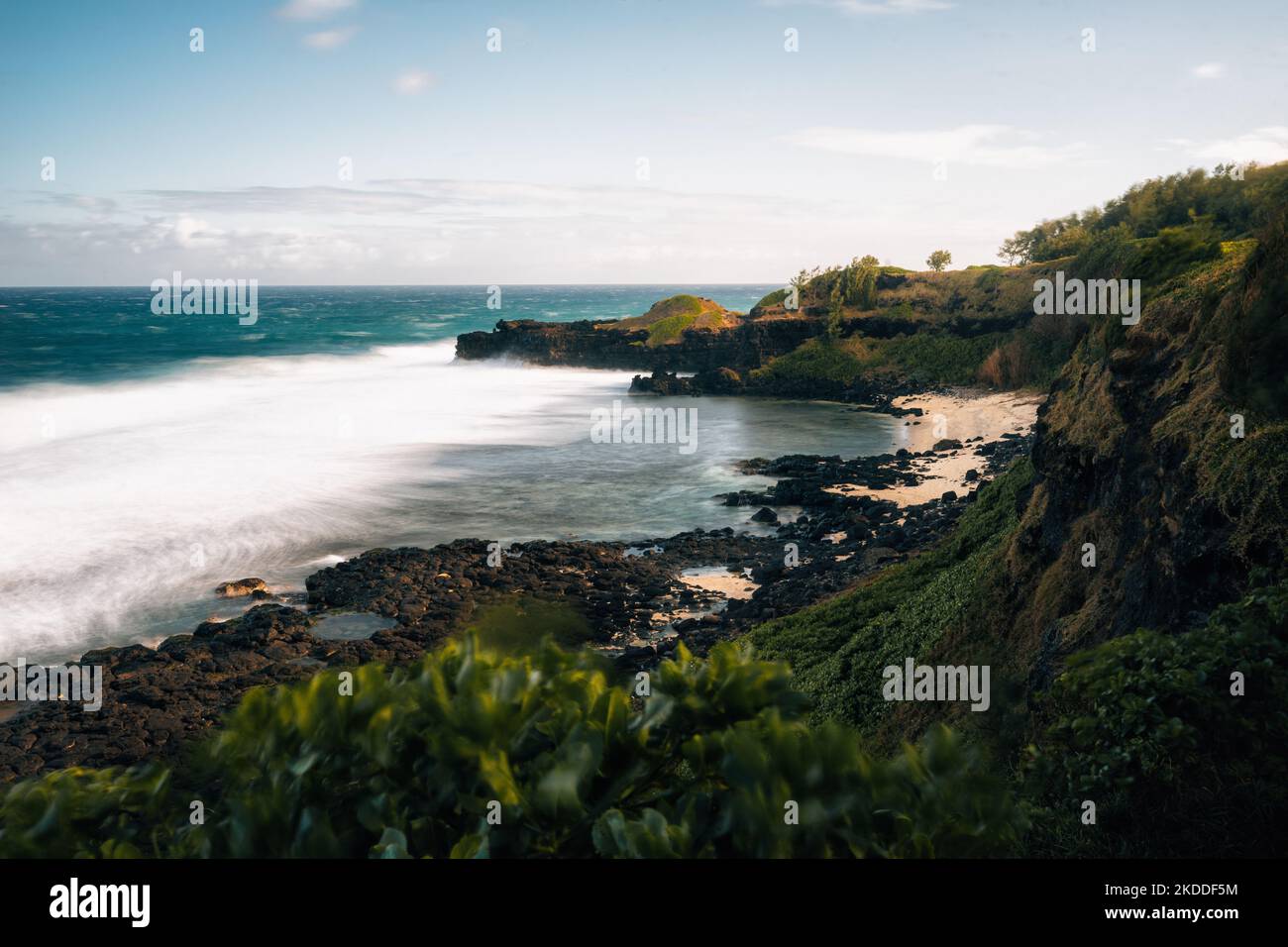 A scenic view of the beautiful Gris Gris beach seen from a coastal ...