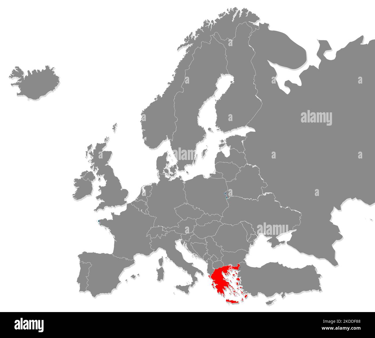 Map of Greece highligted with red in Europe map. 3d rendering Stock ...