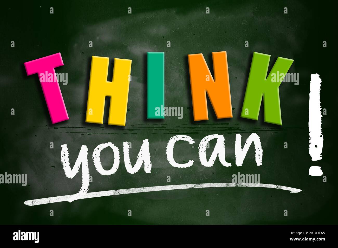 Think you can conceptual words on blackboard, 3d rendering Stock Photo ...