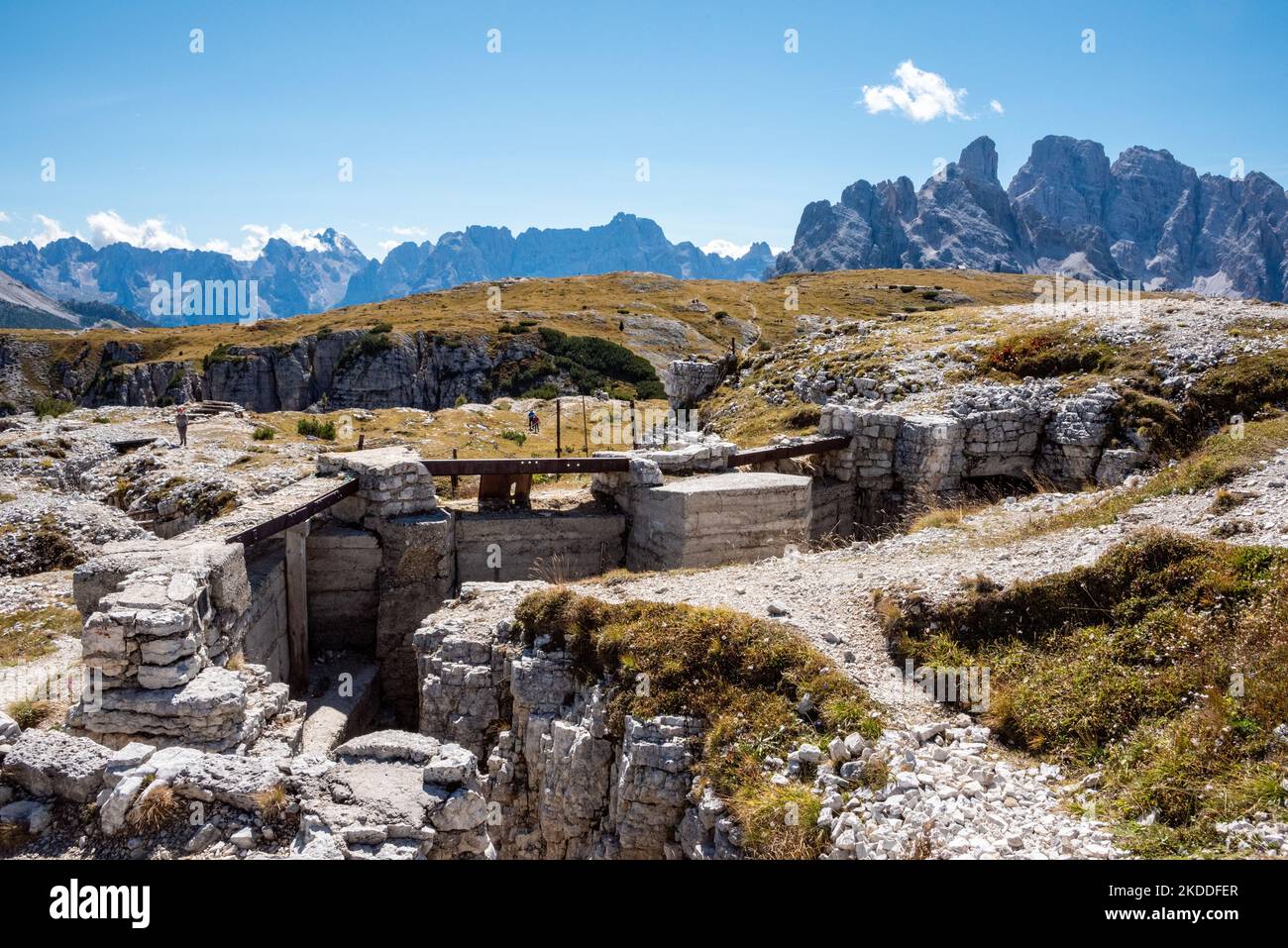 Remains of a military bunker on Mount Piano in the Dolomite Alps, built ...