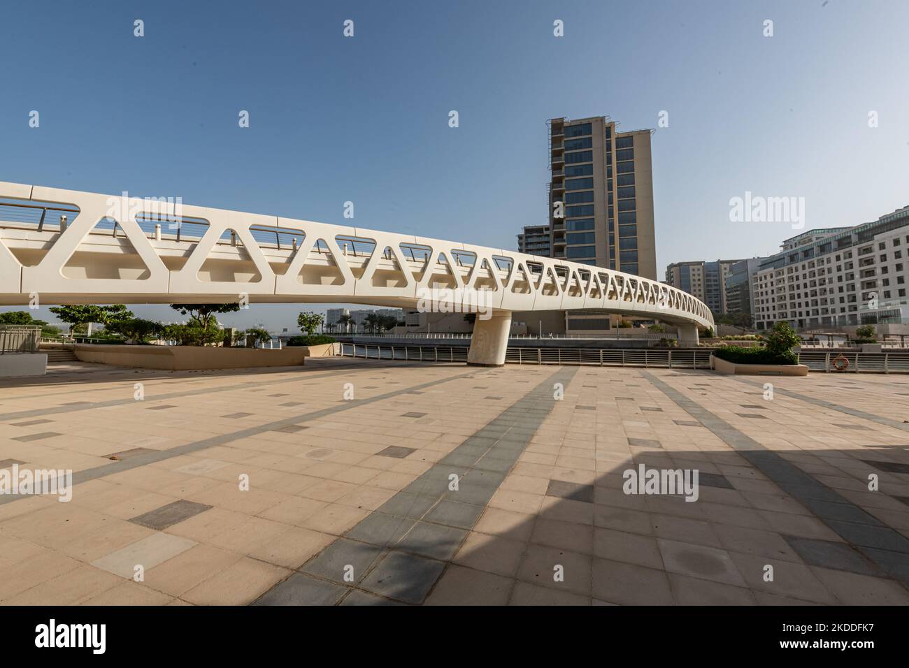 The canal and buildings in the new Al Raha Beach neighbourhood in Abu ...