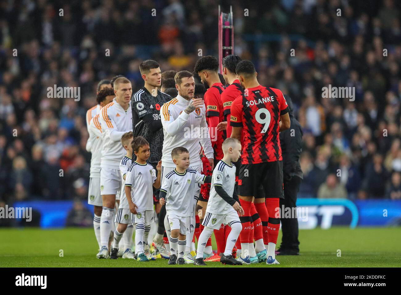Players shake hands before the Premier League match Leeds United vs ...