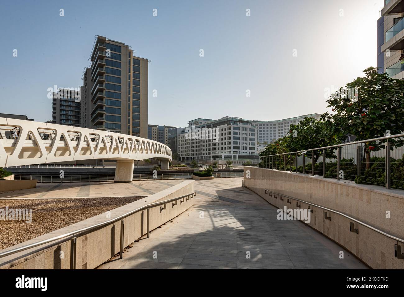 The canal and buildings in the new Al Raha Beach neighbourhood in Abu ...