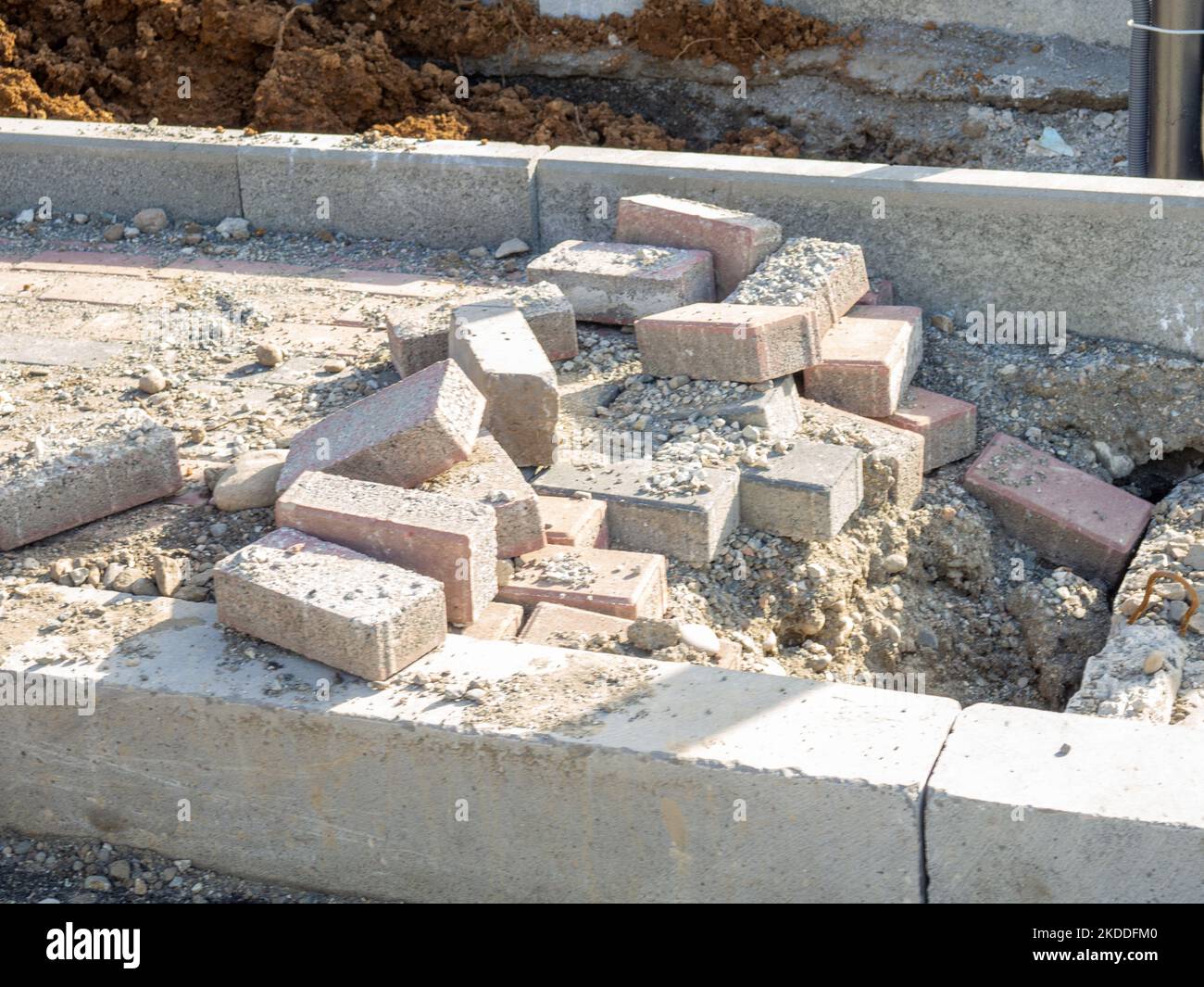 Pavement repair. Laying out paving stones. Repair work. Road for ...