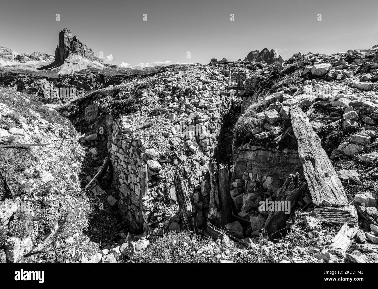 Trenches in the dolomites Black and White Stock Photos & Images - Alamy