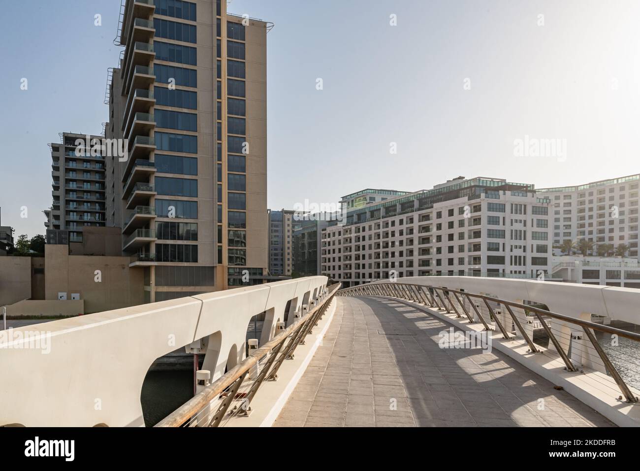 The canal and buildings in the new Al Raha Beach neighbourhood in Abu ...