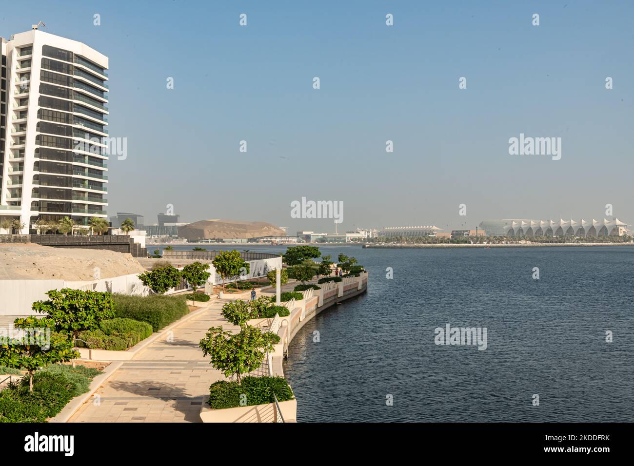 The canal and buildings in the new Al Raha Beach neighbourhood in Abu ...