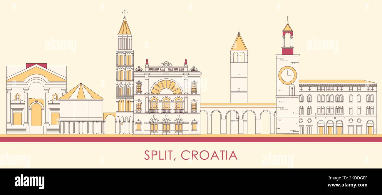 Cartoon Skyline panorama of City of Split, Croatia - vector ...