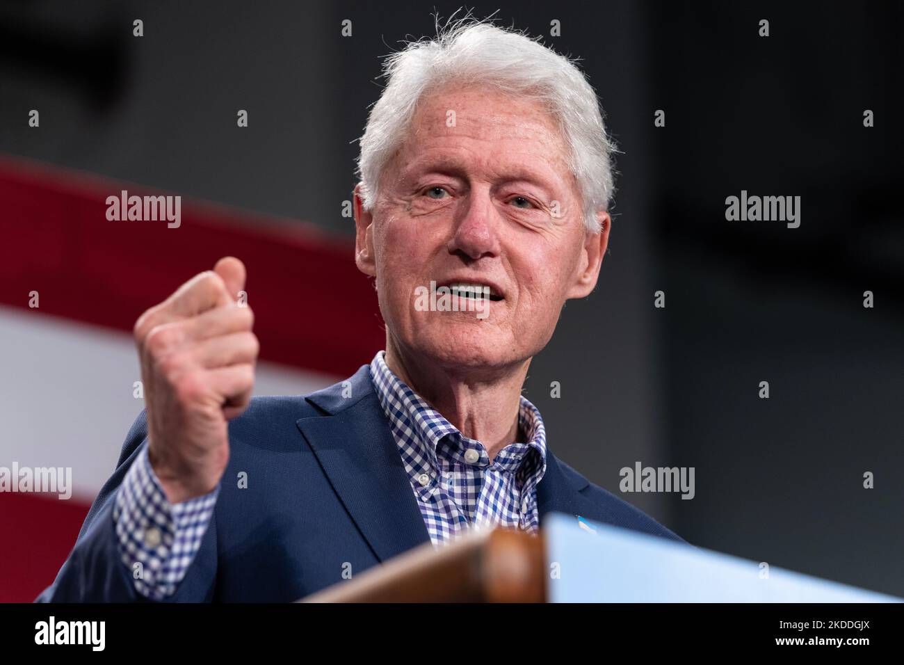 Former President Bill Clinton speaks during election campaign rally for ...