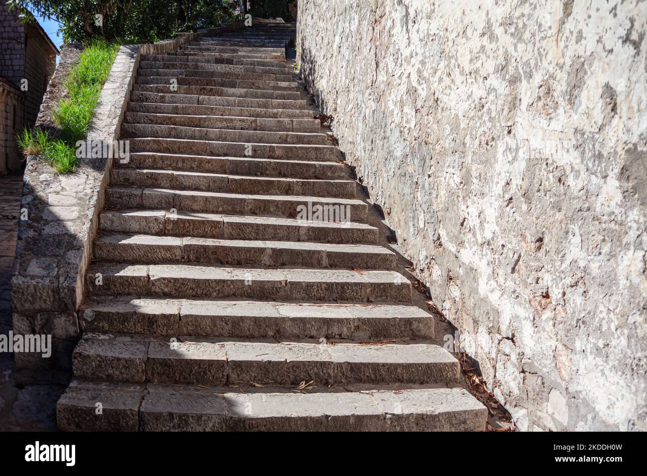 Concrete outdoor staircase . City street stone long stairs Stock Photo ...