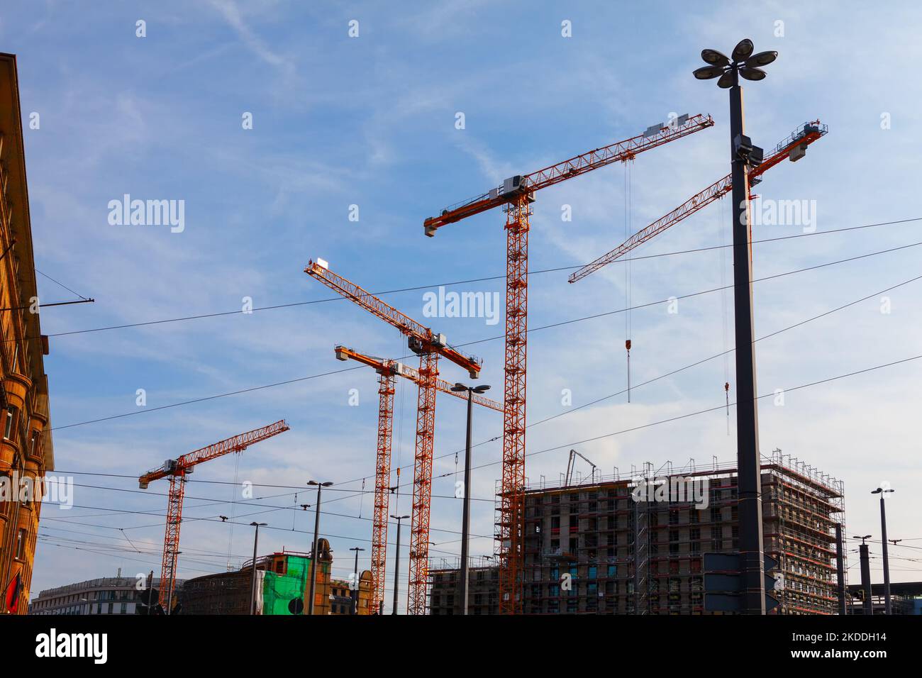 Construction Cranes In The City Construction Industry Of A Modern