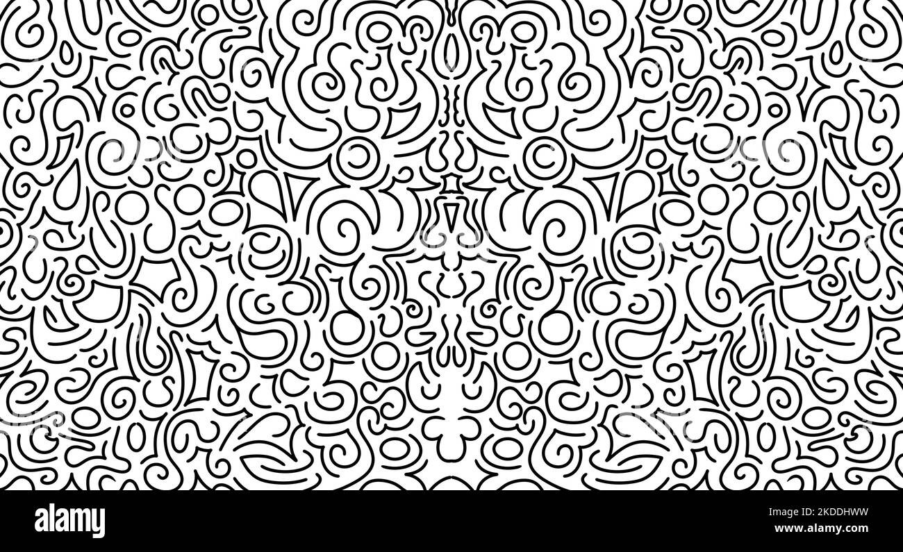 Intricate Hand drawn abstract spiraling pattern symmetrically drawn ...