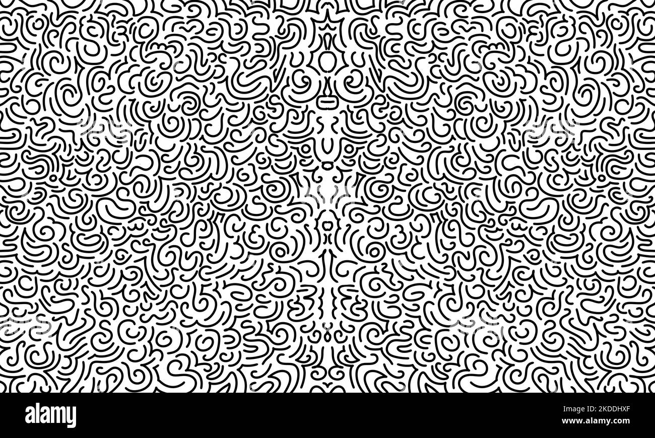 Intricate Hand drawn abstract spiraling pattern symmetrically drawn ...