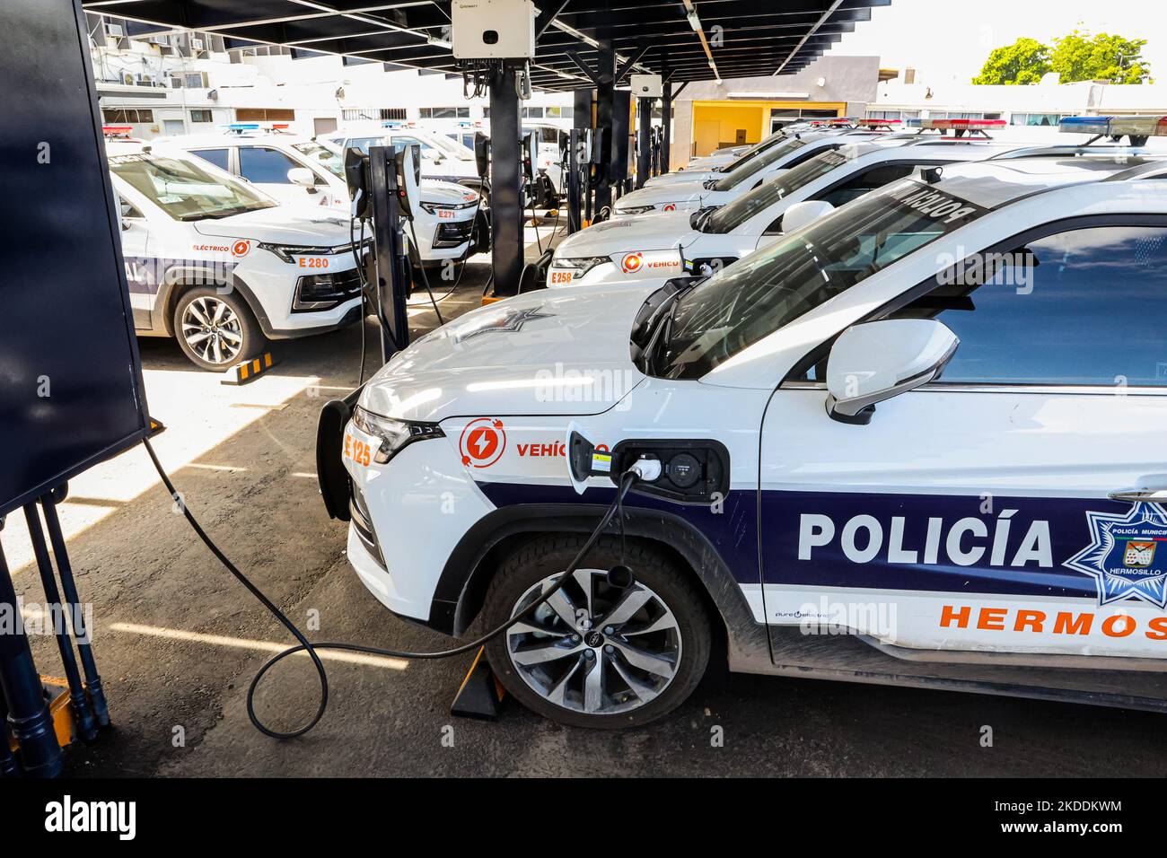 Electric patrols in the yard of the municipal police of Hermosillo ...