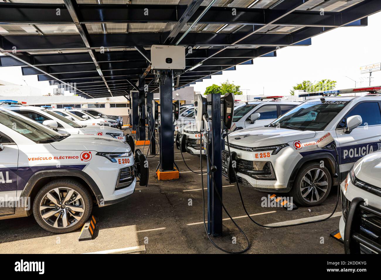 Electric patrols in the yard of the municipal police of Hermosillo ...