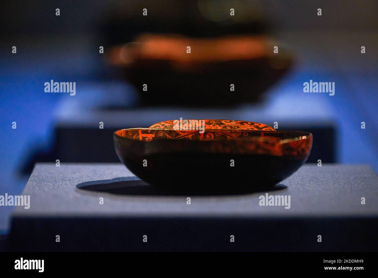 Ancient Chinese red lacquer vessel bowl cultural relics close-up Stock ...