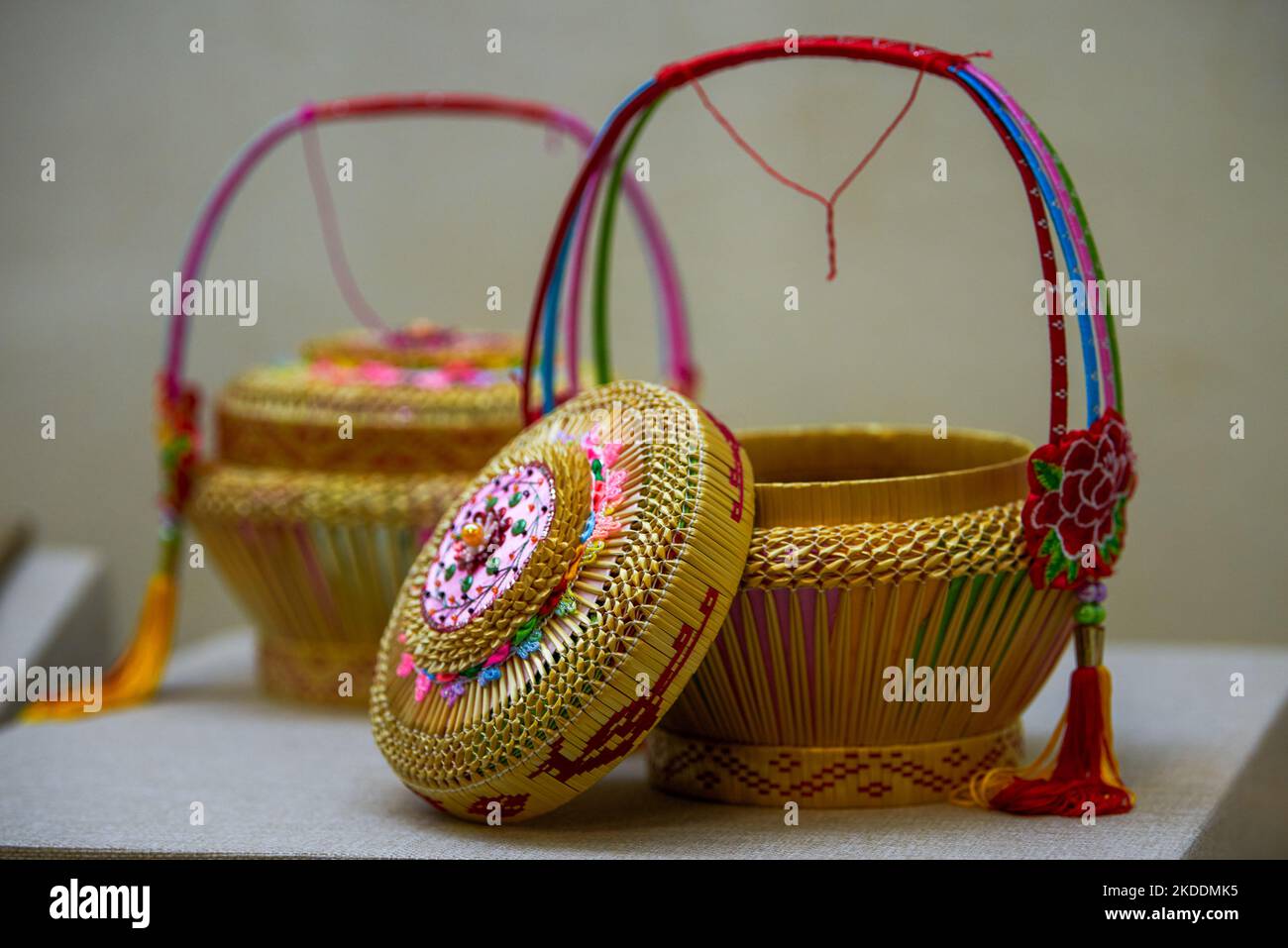 Traditional bamboo baskets of the Zhuang nationality in Guangxi, China ...