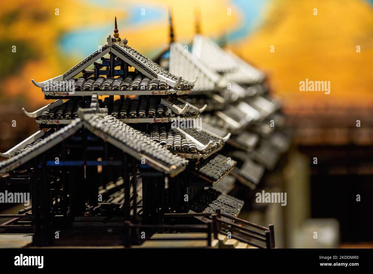 An exquisite wooden model of traditional Chinese architecture Stock ...
