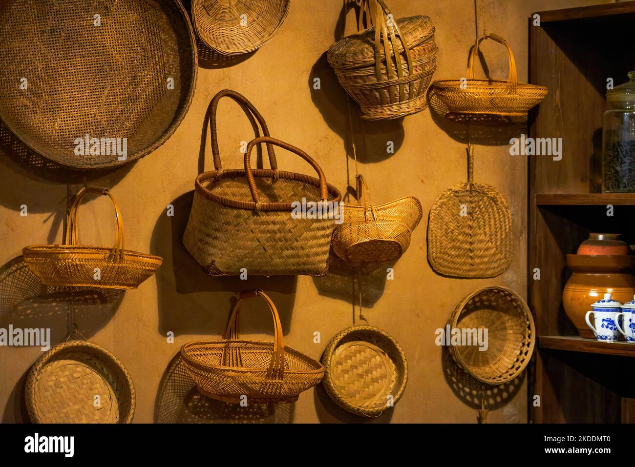 Woven bamboo and rattan baskets hi-res stock photography and images - Alamy
