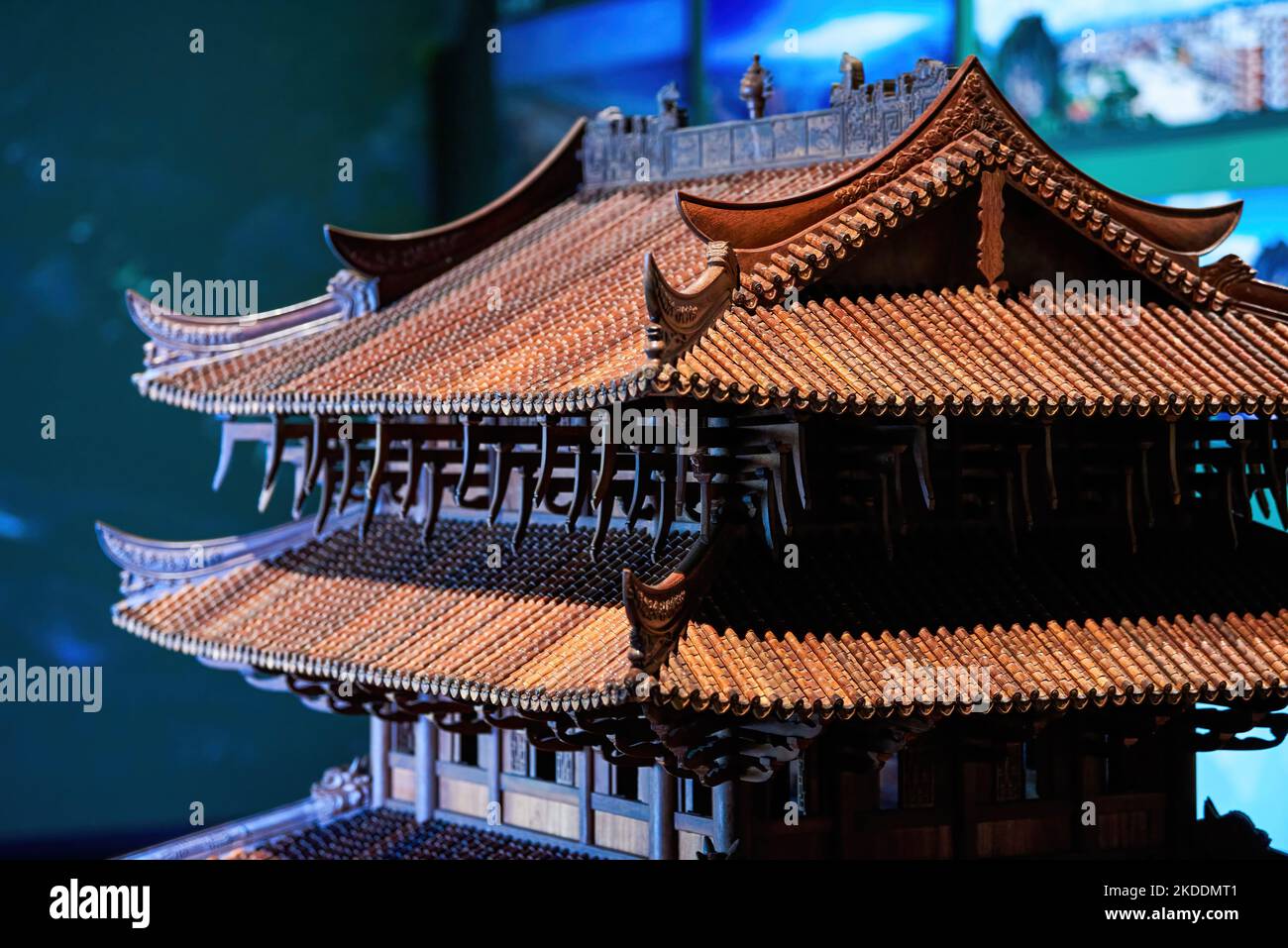An exquisite wooden model of traditional Chinese architecture Stock ...