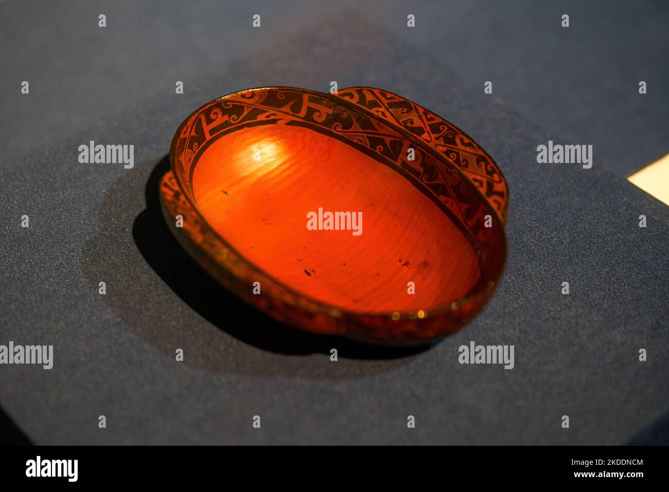 Ancient Chinese red lacquer vessel bowl cultural relics close-up Stock ...