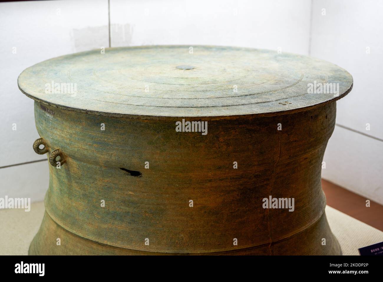 Bronze drum, a traditional musical instrument of the Zhuang nationality ...