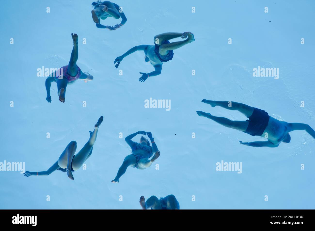 Swimmers hang in space at the Sky Pool, Embassy Gardens, Battersea ...