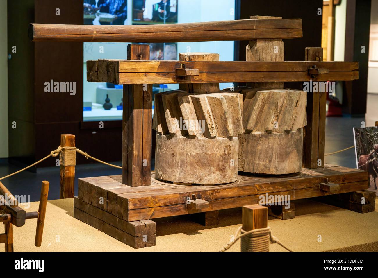 Close-up of ancient Chinese farming implements and looms Stock Photo ...
