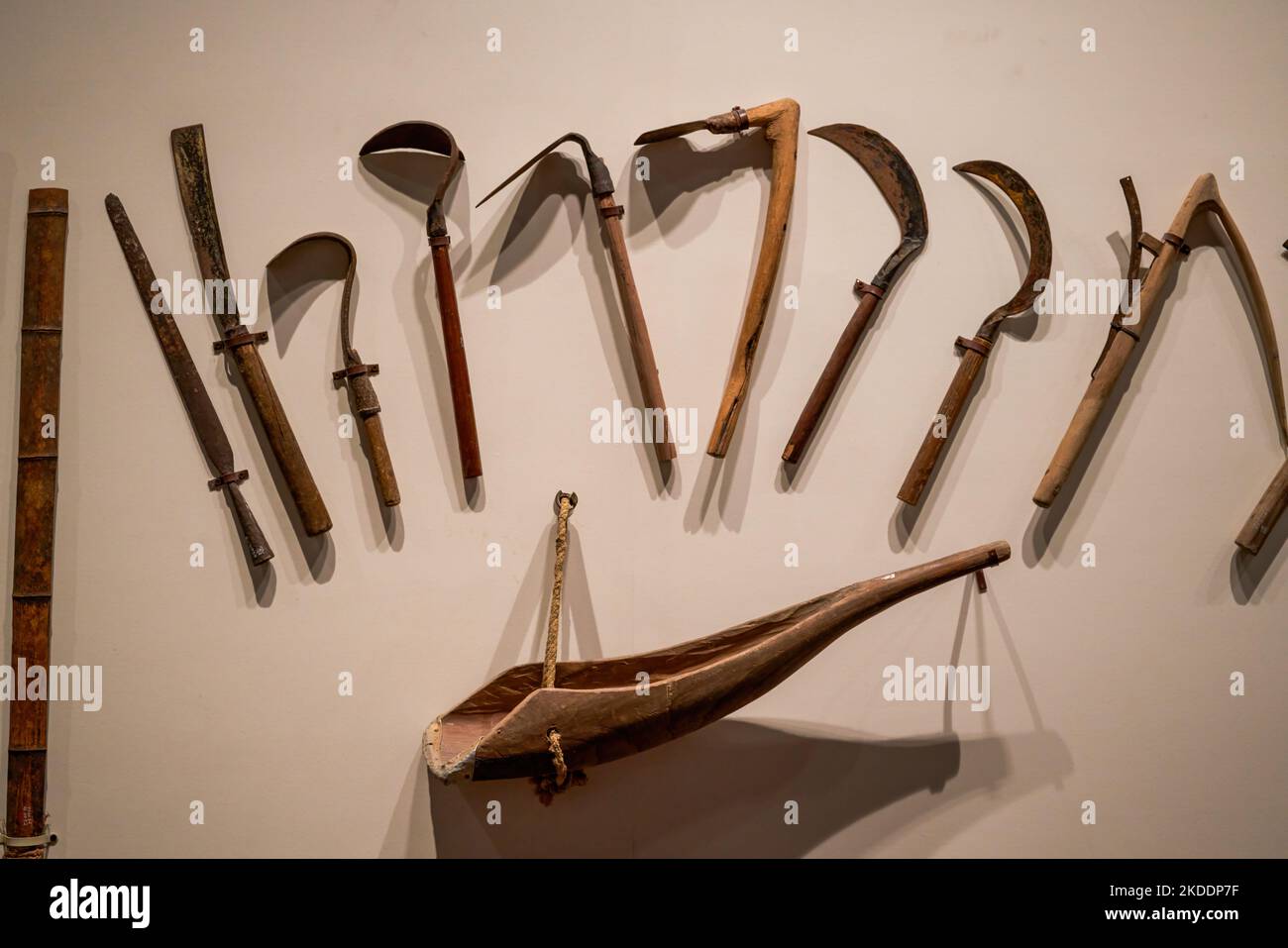 Close-up of ancient Chinese farming implements and looms Stock Photo ...