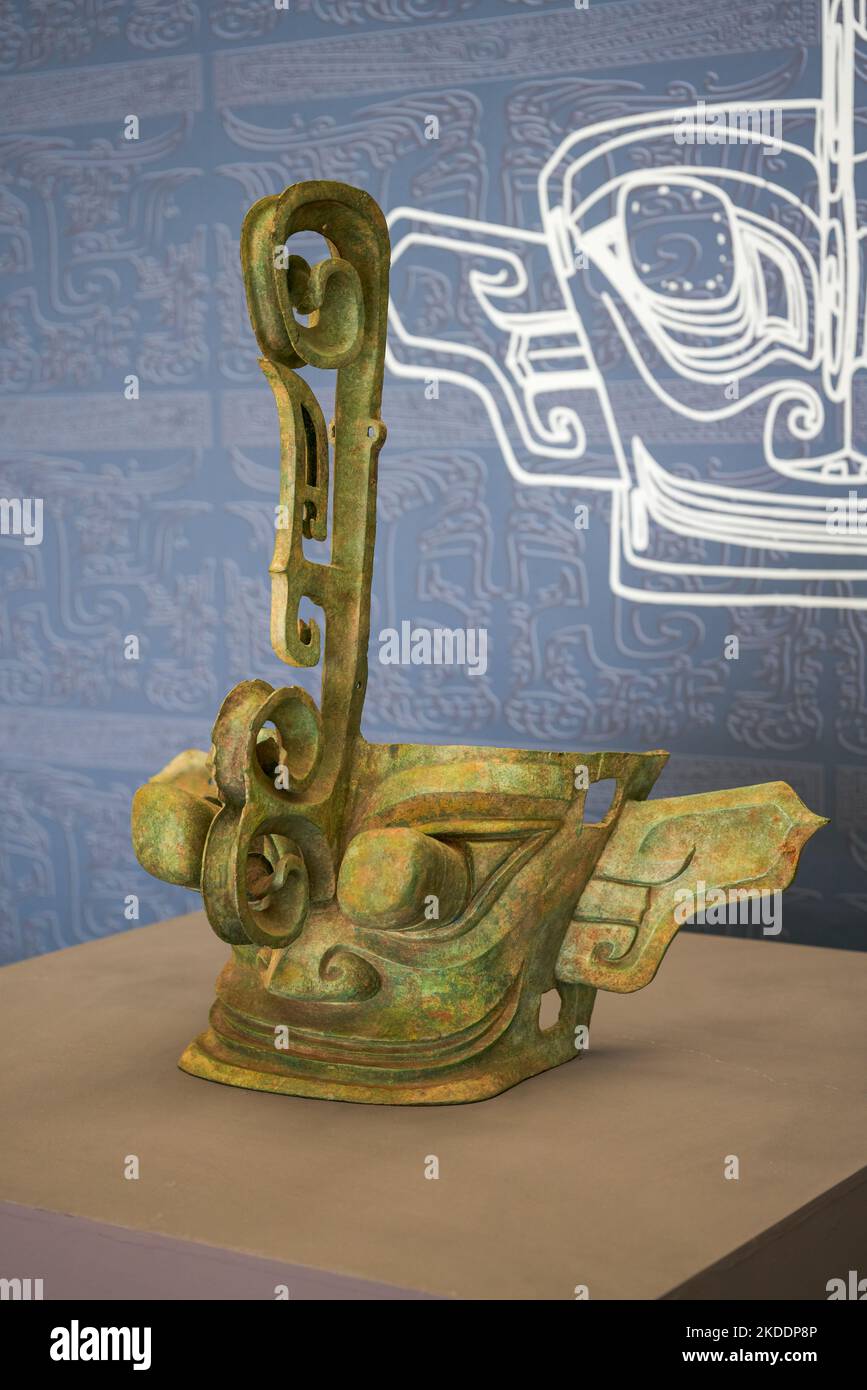 Close-up of bronze masks from ancient Chinese Bashu culture Stock Photo ...