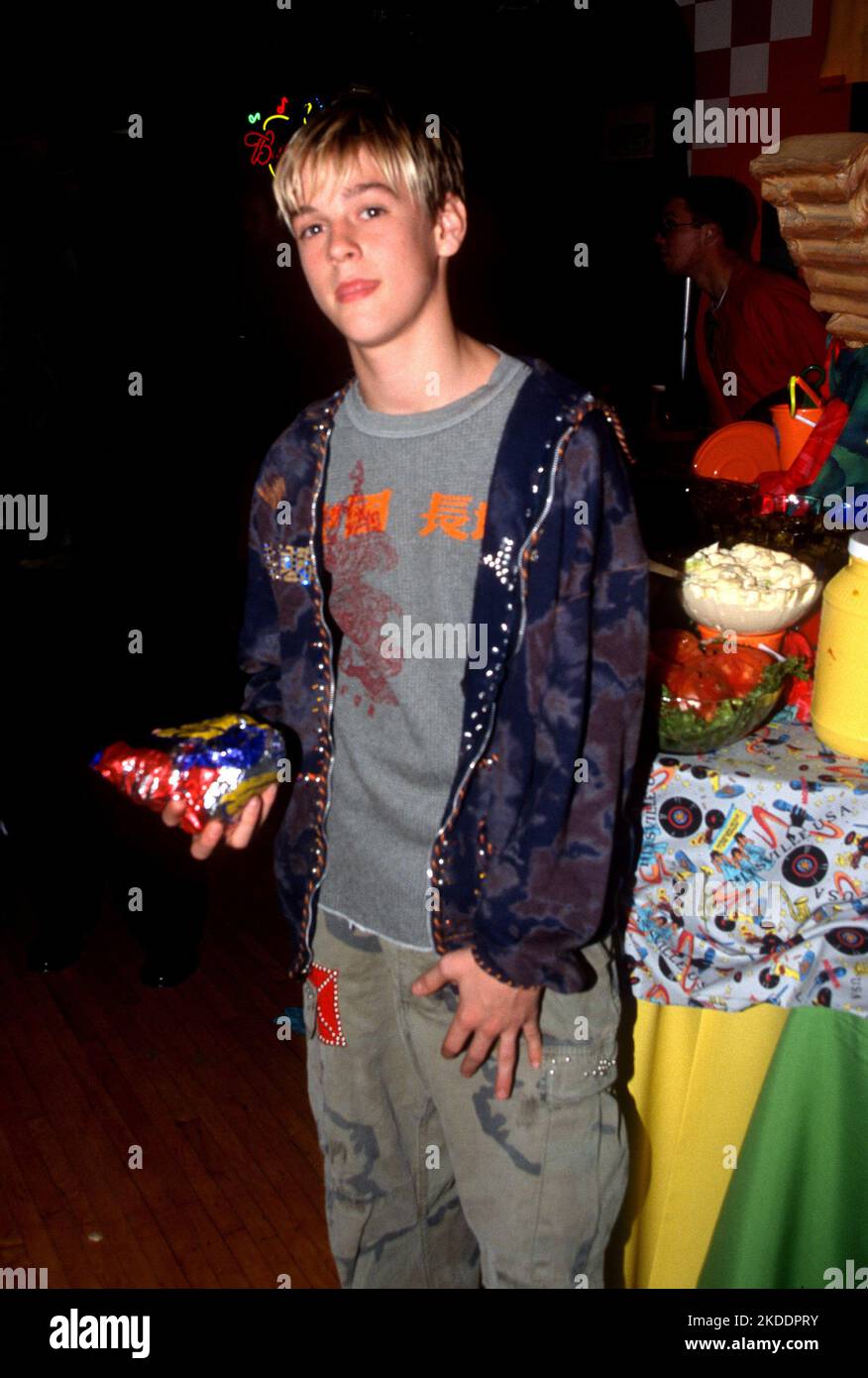 Aaron Carter backstage at the rehearsals for the AMA Awards in 2002 ...